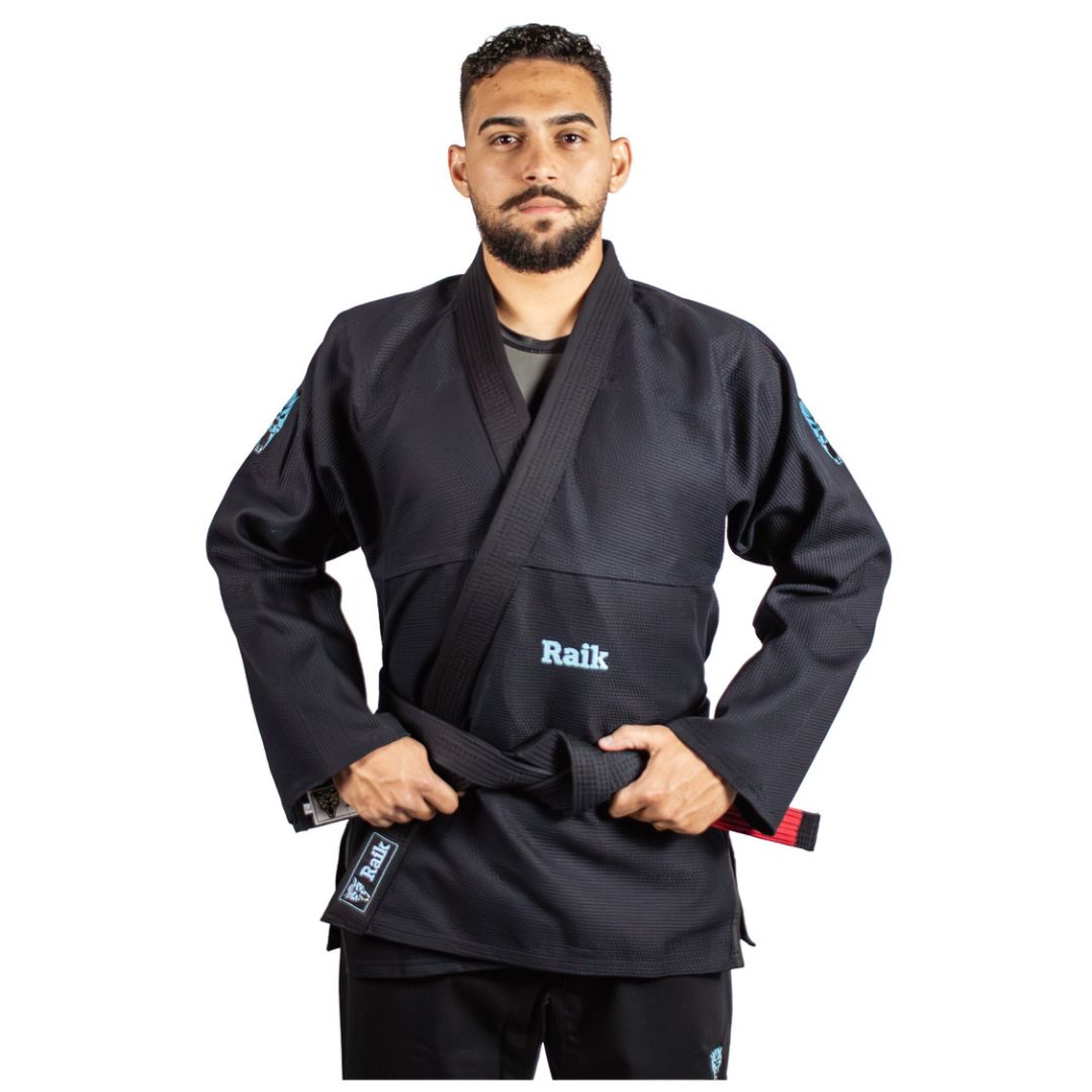 Kimono Jiu Jitsu Masculino Forgeshield Gi Preto e Azul bebê | Raik Fig